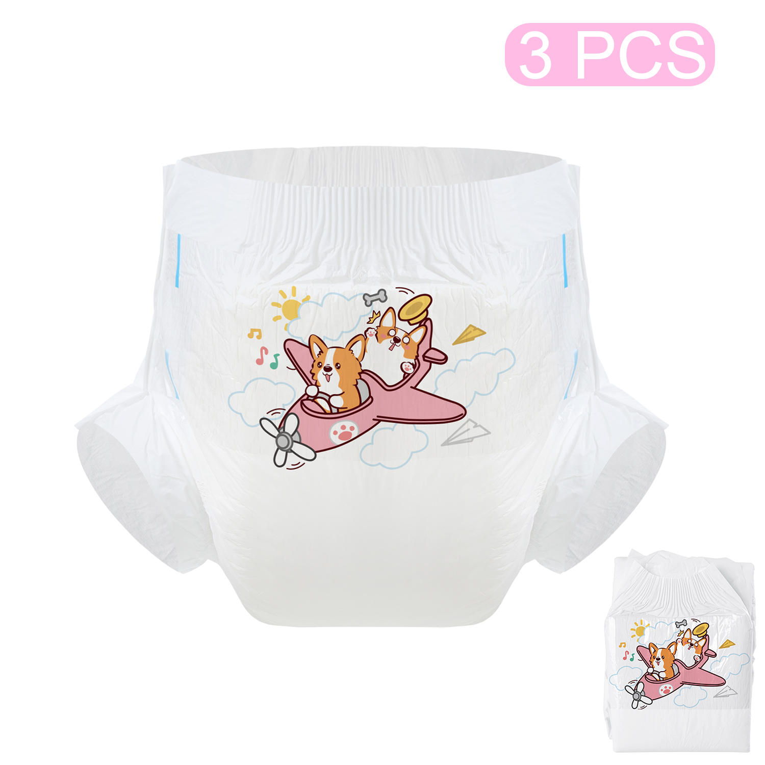 Corgi Driver-White Diaper-3 Pcs – CutiePlusU