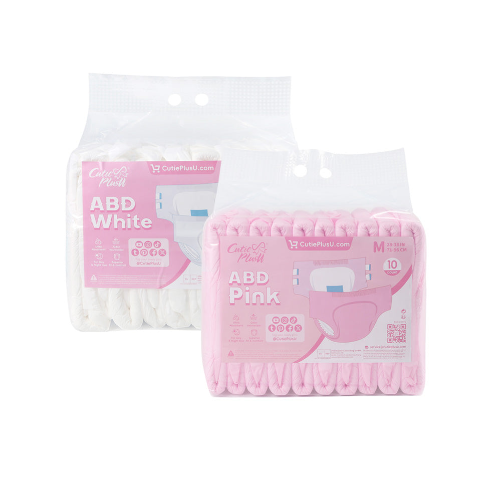 Adult Diaper-ABD White+Pink – CutiePlusU