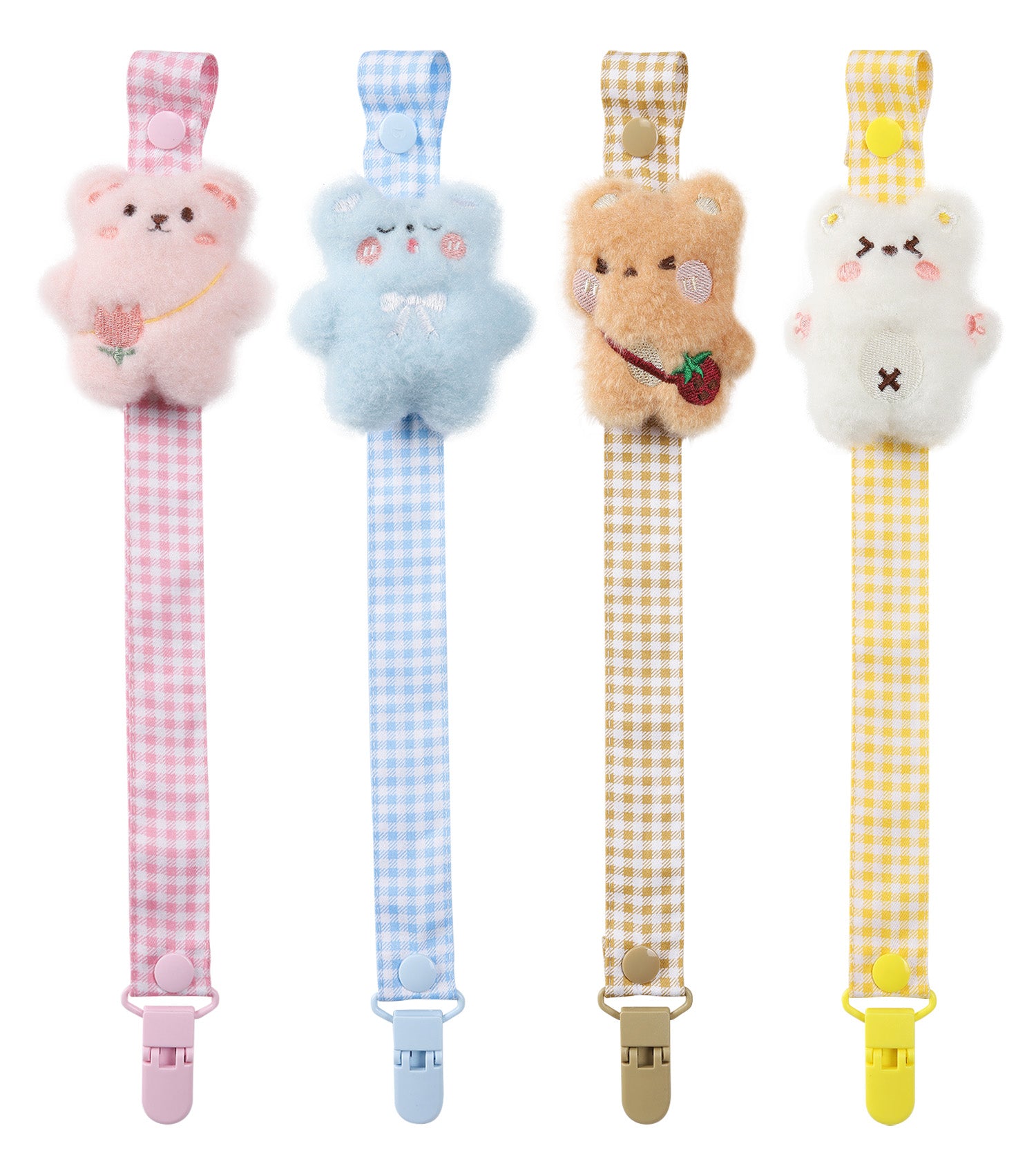 Happy Bear Pacifier Clip - 4pcs – CutiePlusU